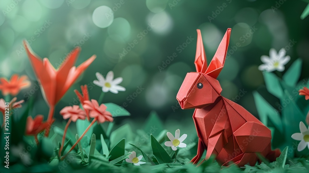 Stunning Origami Rabbit and Fox in Lush Landscapes, To showcase the ...