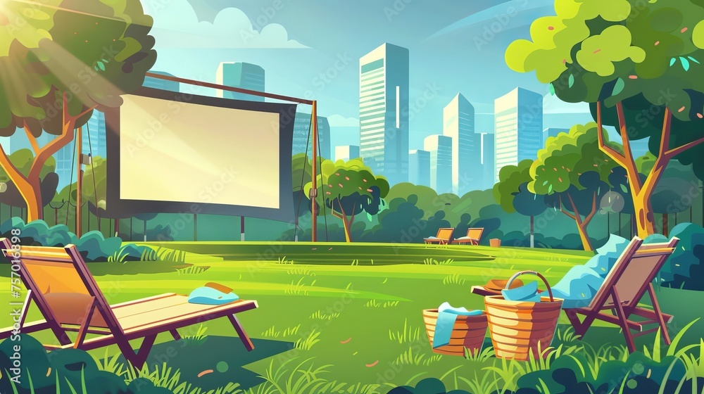 During the summer, open air cinemas are installed in summer city parks ...