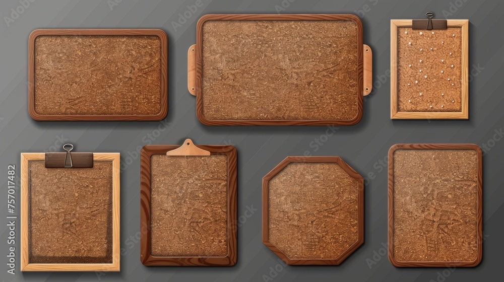 Memo boards isolated on transparent background with cork texture ...