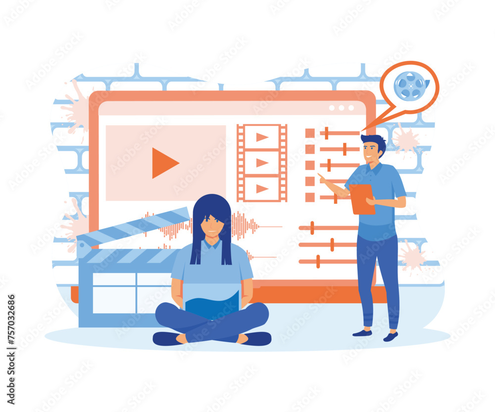 Video editor studio. Video maker online course. Tiny people footage ...