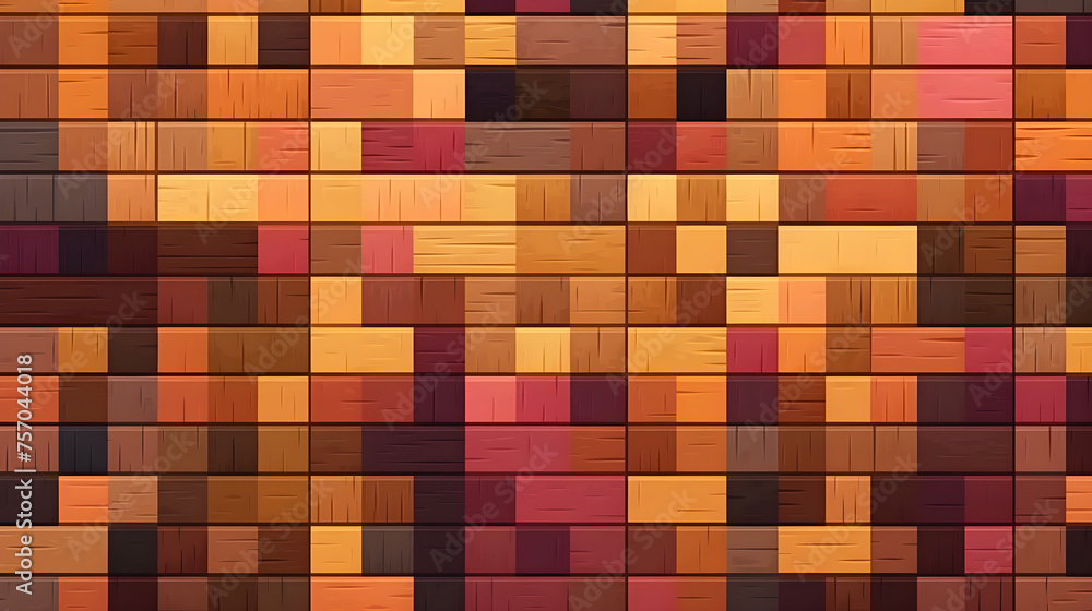 The pixelated background features a traditional wood texture enhanced ...