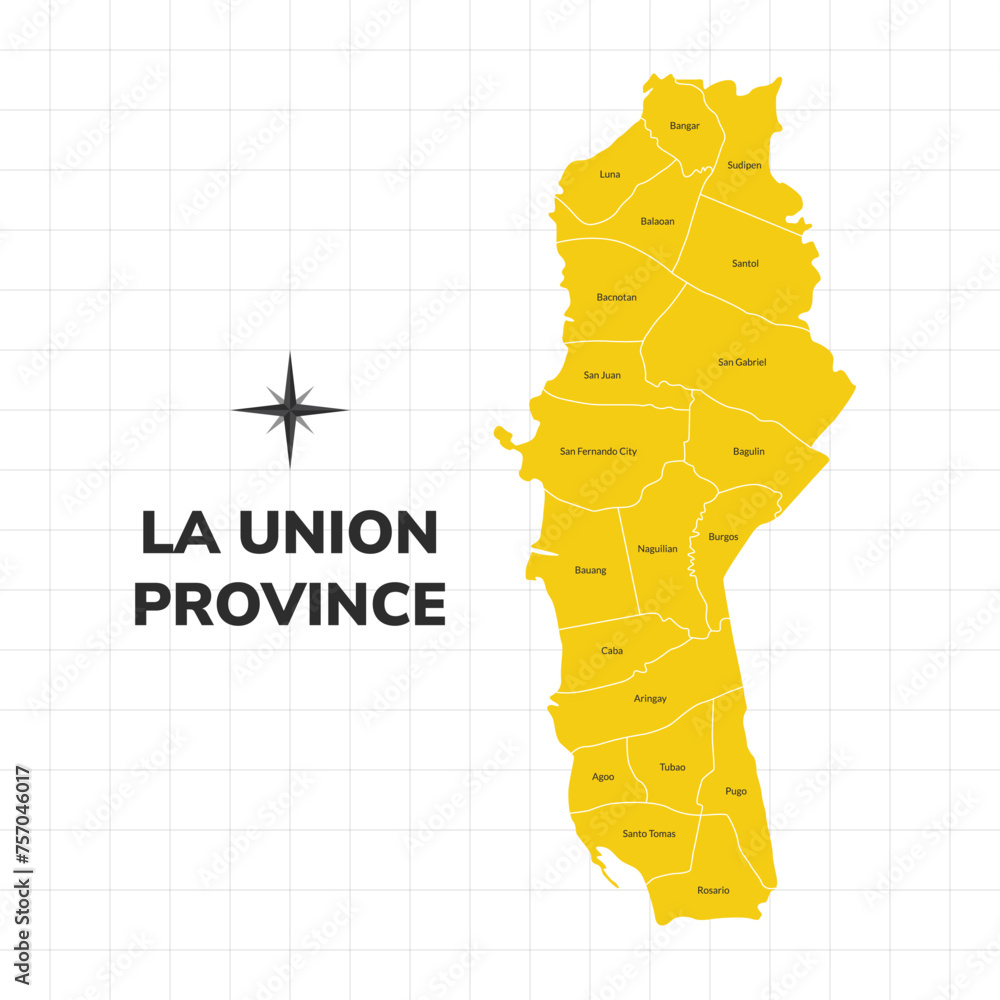 La Union Province map illustration. Map of the province in the ...