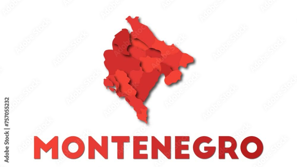 Montenegro map showing regions. Animated country map with title. 4K ...