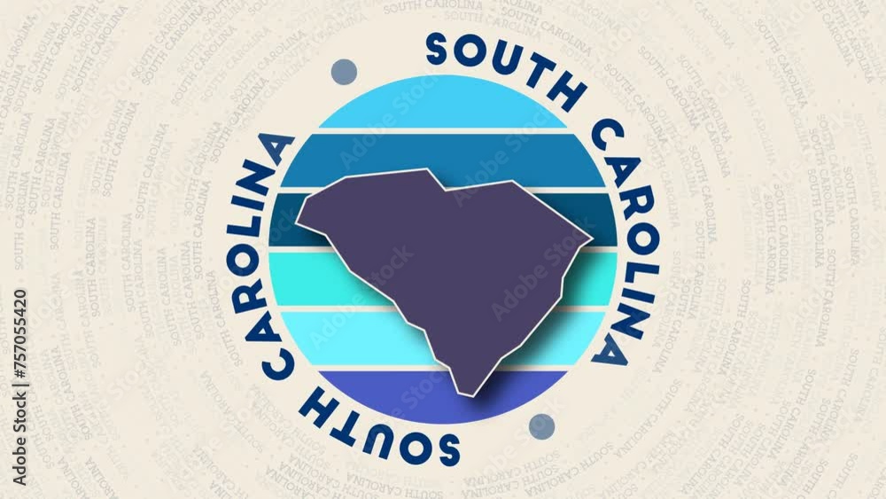 South Carolina logo intro. Badge with the circular name and map of US ...