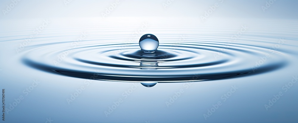 As a droplet gently breaks the surface tension of the water, it sets ...