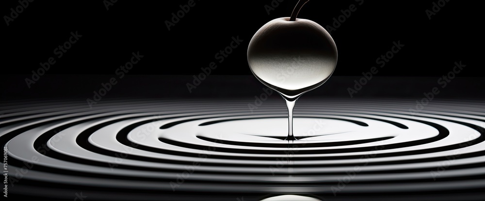As a droplet gently breaks the surface tension of the water, it sets ...