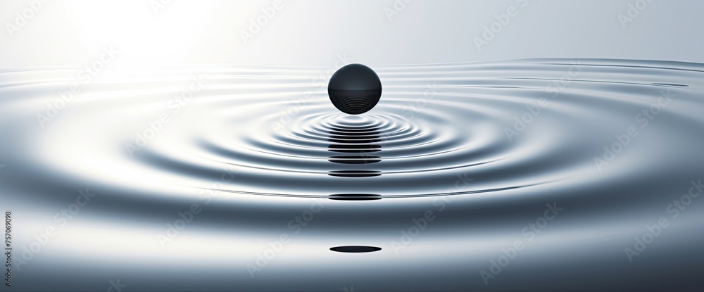 As a droplet gently breaks the surface tension of the water, it sets ...