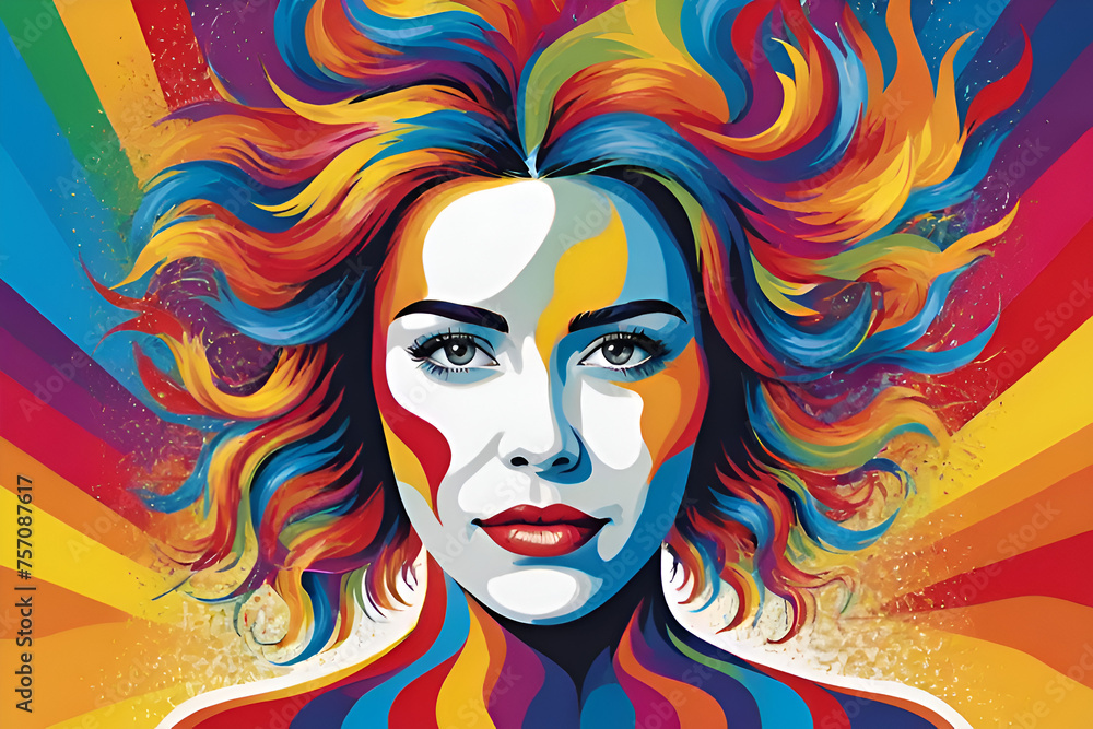 Schizophrenia mental health Disorder. a colorful vivid background. An ...