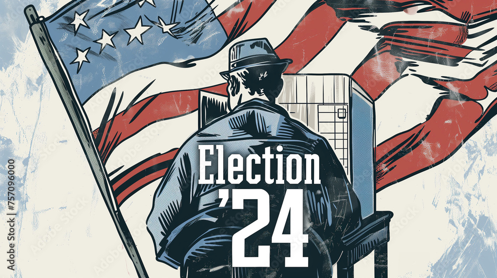 Election '24 Promotional Graphic featuring red, white, and blue ...