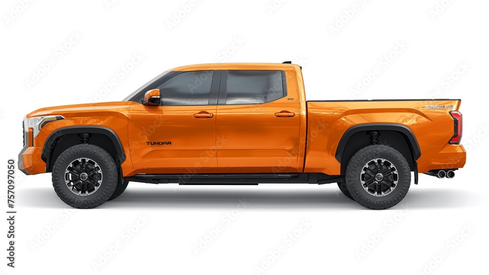 Dallas, USA. February 23, 2024: Toyota Tundra TRD SR5 2022 orange full ...