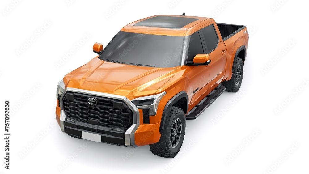 Dallas, USA. February 23, 2024: Toyota Tundra TRD SR5 2022 orange full ...