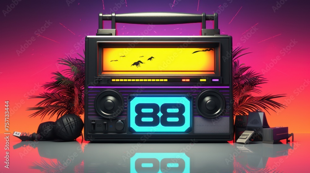 Retro music casette with retro colors eighties and nineties style ...