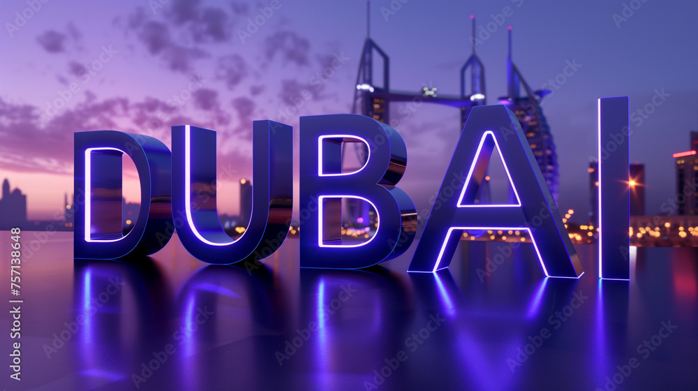 The letters spelling "DUBAI" are displayed with elegance, complemented ...