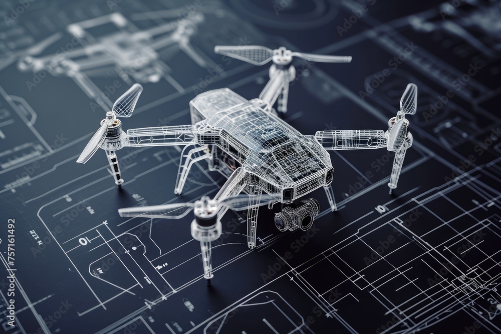 Model Flying Device on Blueprint, Designing the Future of Aviation, A ...
