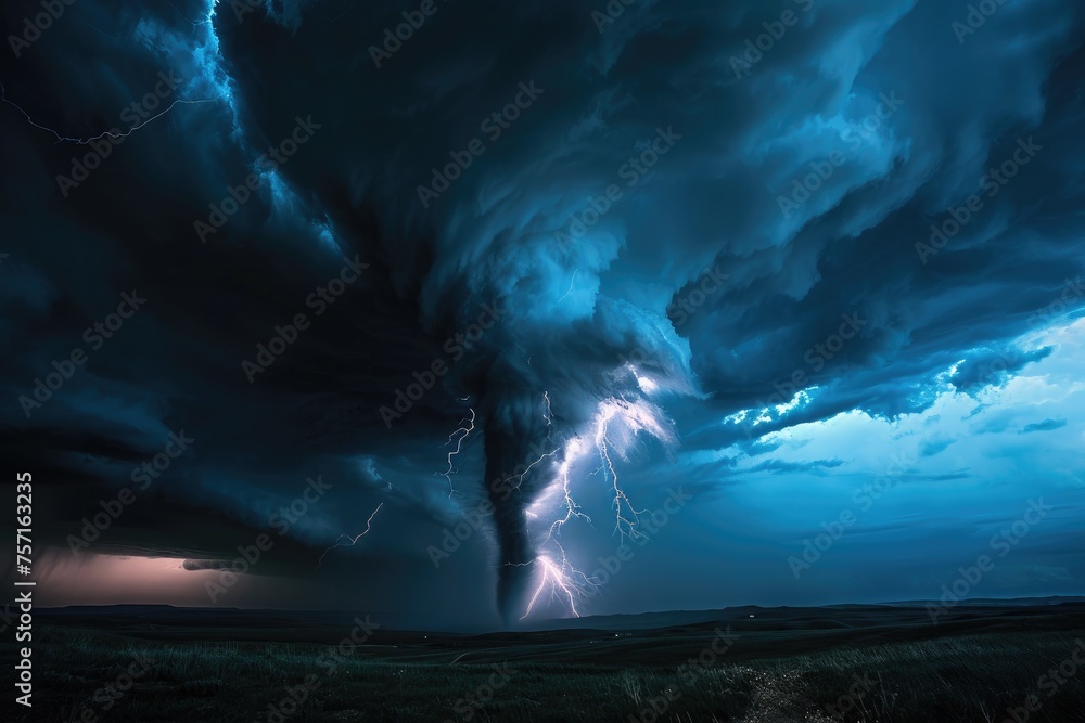 A breathtaking view of a towering cloud crackling with intense ...