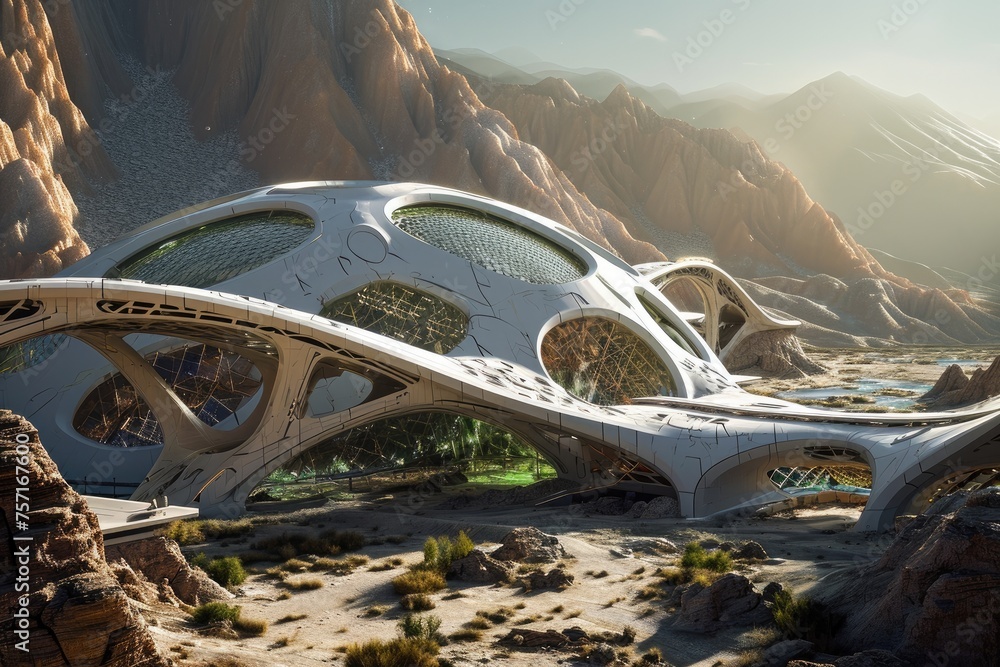 Futuristic Building in Desert, Architectural Marvel Amidst Barren ...