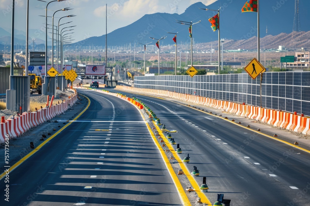 An untouched highway stretching ahead, embraced by the breathtaking ...
