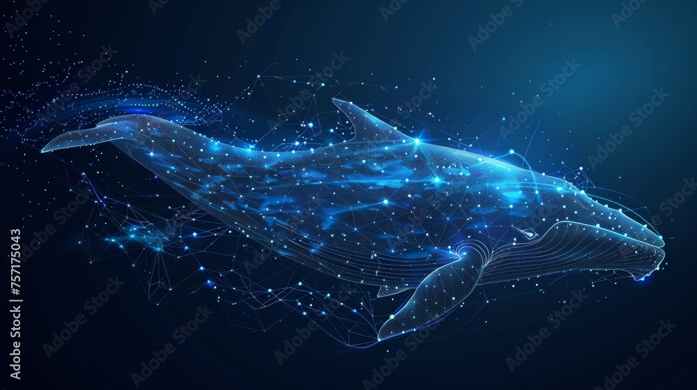 An illustration of a blue whale composed of polygons. The whale ...