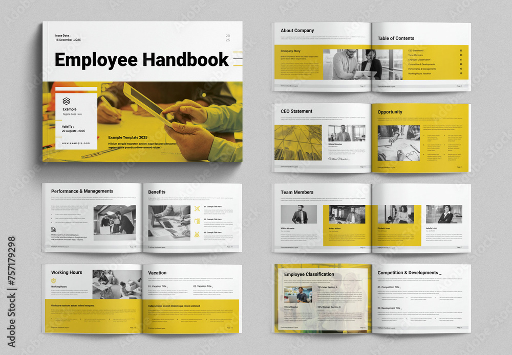 Modelo de Employee Handbook Layout Design Template Landscape do Stock ...