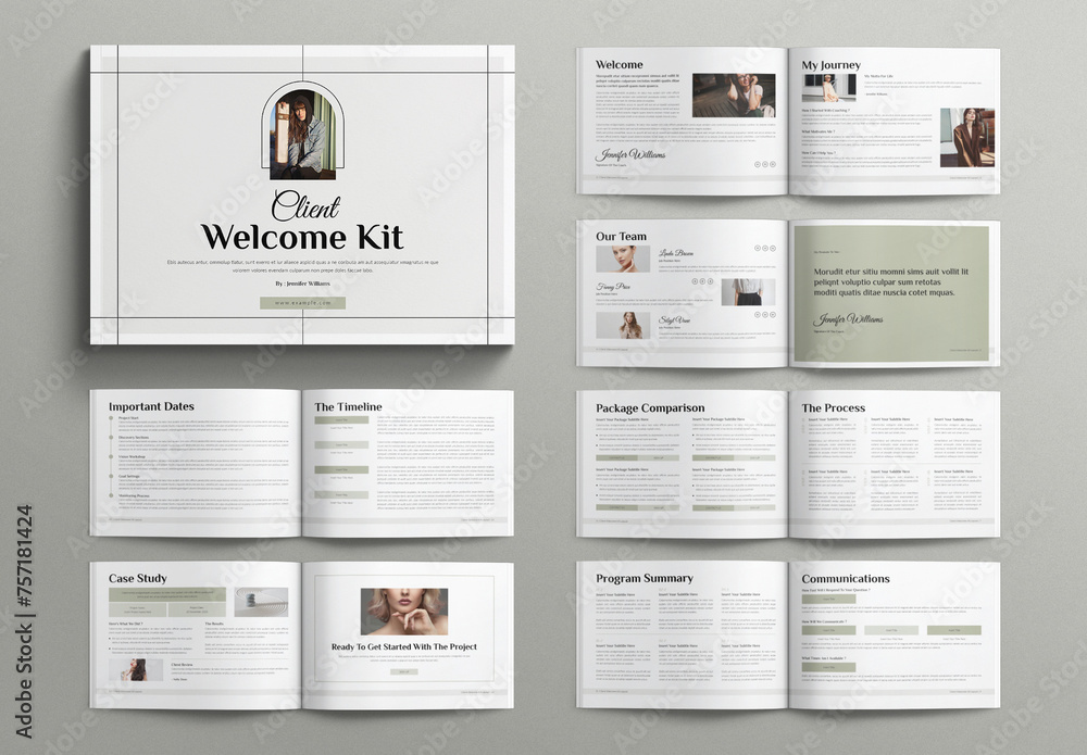 Modelo de Welcome Kit Layout Design Template Landscape do Stock | Adobe ...