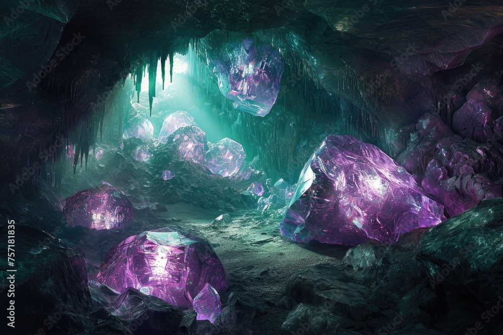 Spectacular Cave Filled With Abundance of Purple Rocks for a Stunning ...