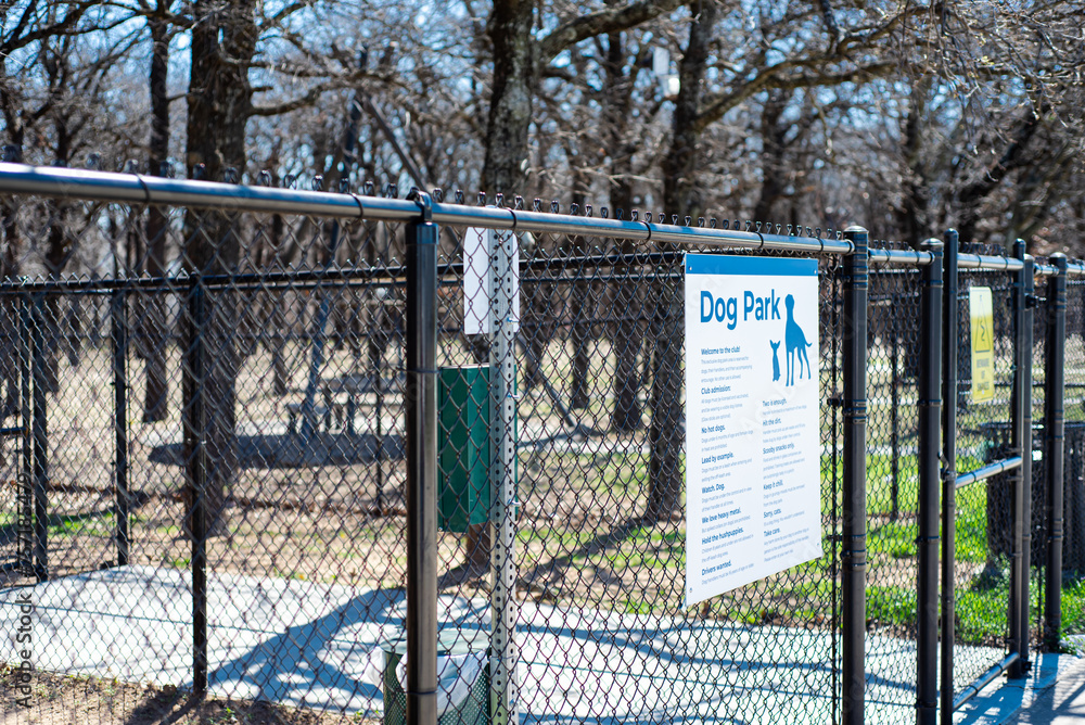 Gate entrance public dog park secured with galvanized vinyl-coated ...