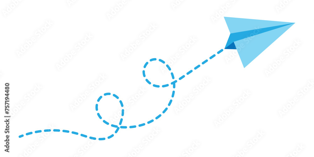 Paper plane with dotted line travel and route symbol in line style ...