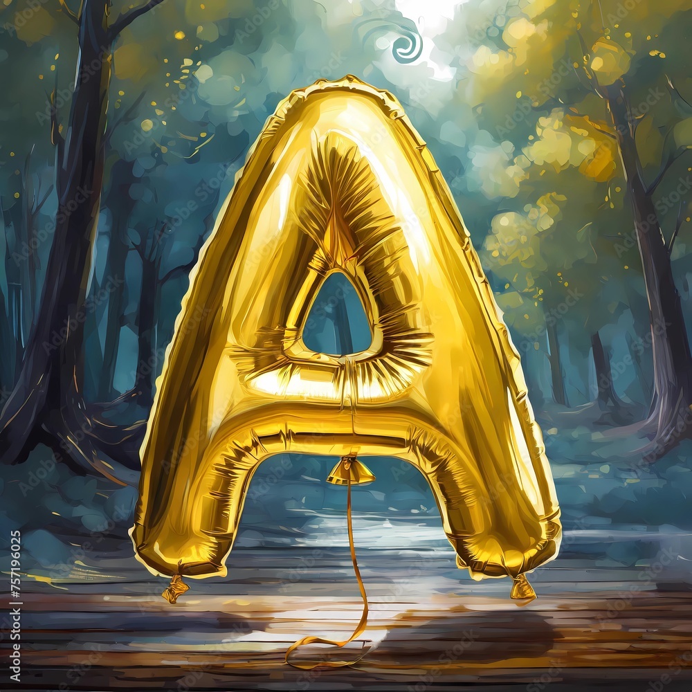 ABC, alphabeth in golden balloon letters, balloons, gold, flying ...