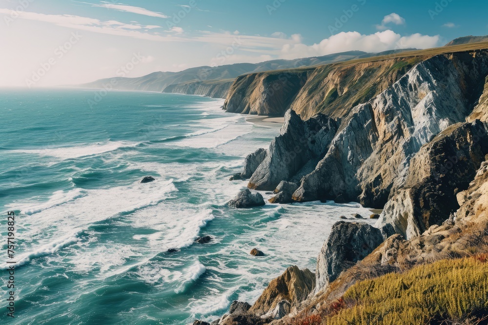 This photo captures a breathtaking view of the ocean from a scenic ...