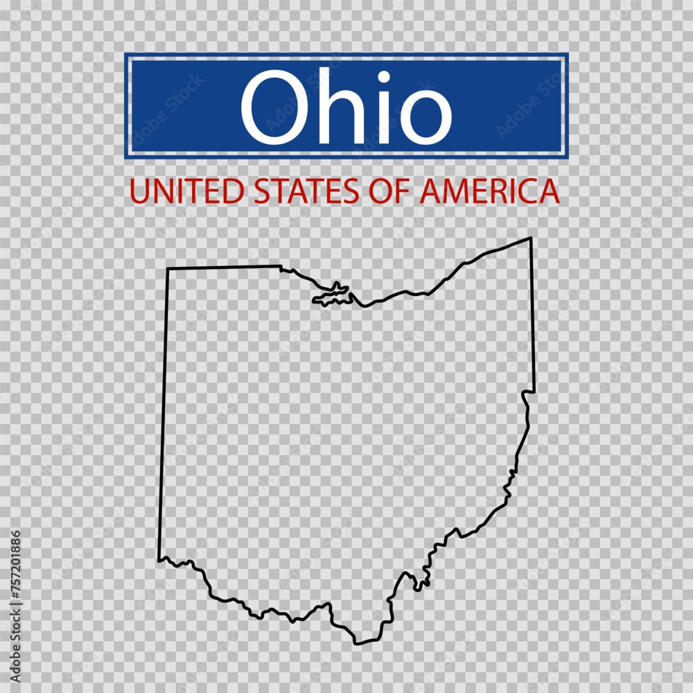 Ohio state outline map on a transparent background, United States of ...
