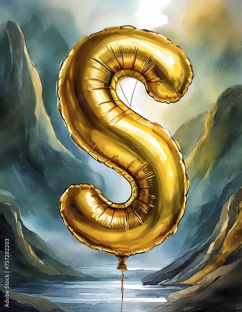 ABC, alphabeth in golden balloon letters, balloons, gold, flying ...