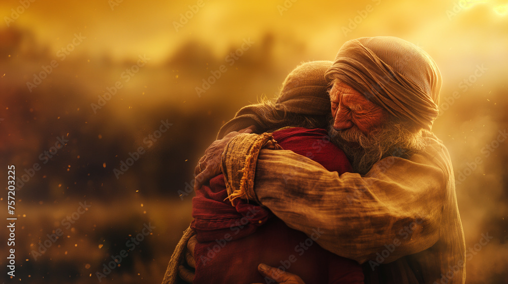 The story of the Prodigal Son, depicted with the father embracing his ...
