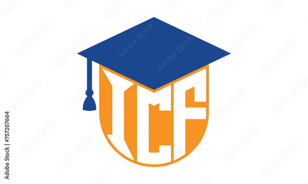 ICF initial letter academic logo design vector template. school college ...