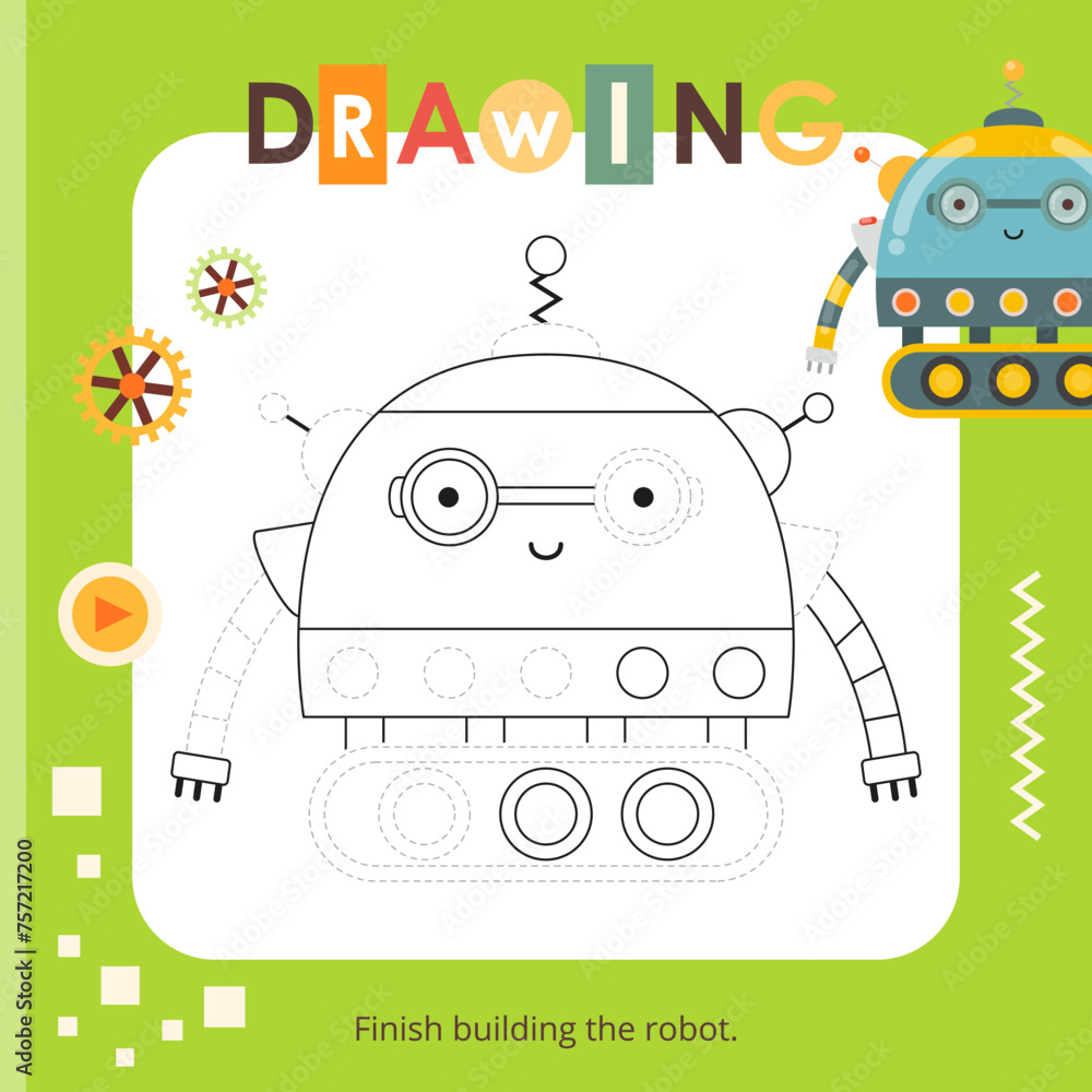 Cute Robots activities for kids. Tracing the picture – Robot. Logic ...