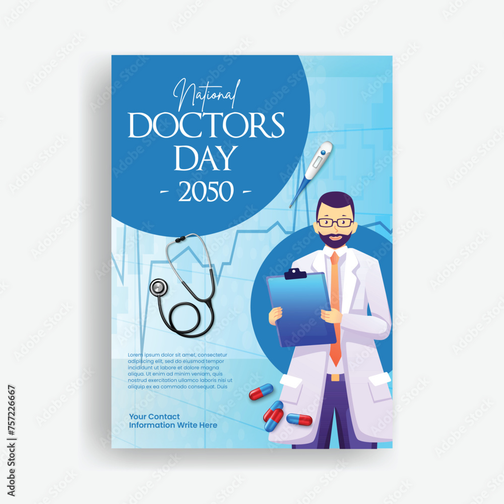 Doctors Day Editable print flyer or poster template for medical and ...