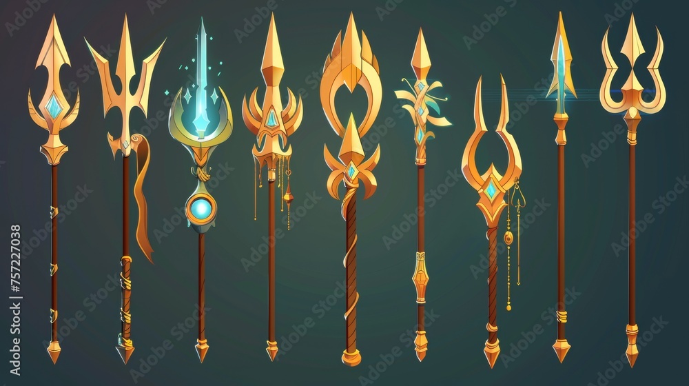Creating an UI level rank design for Neptune or Poseidon with a golden ...