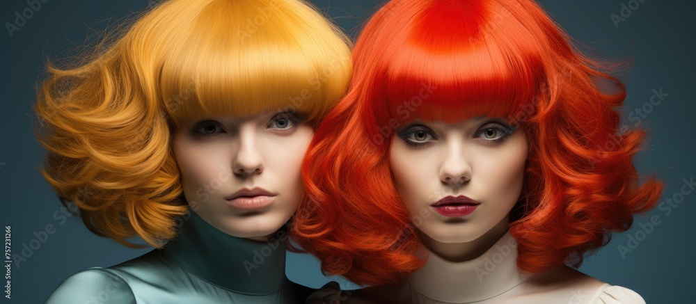 Two women with contrasting hair colors stand side by side, showcasing ...