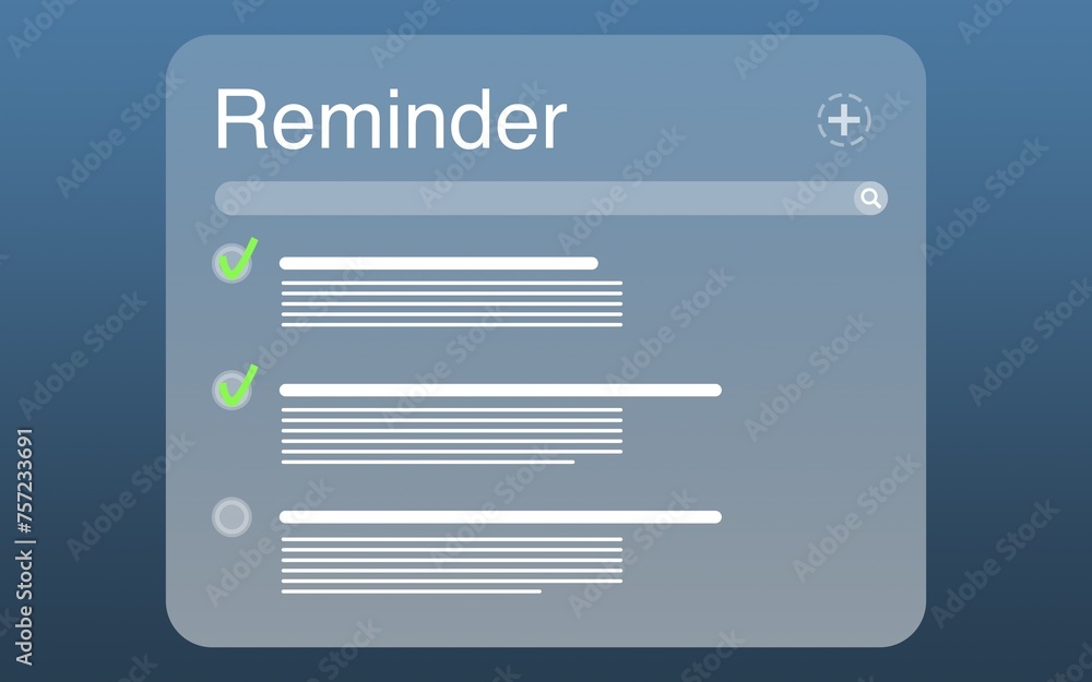 fictional Reminder software with a checklist and checked off points in ...
