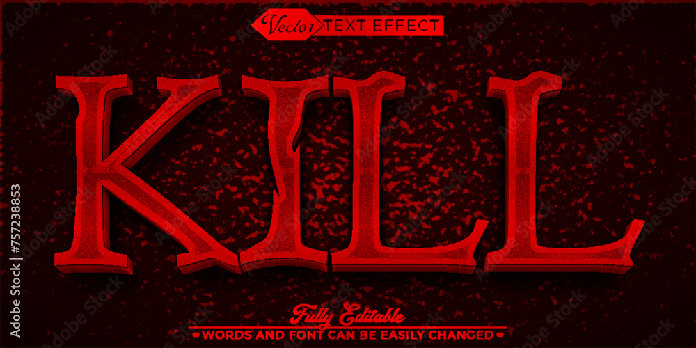 Cartoon Horror Blood Kill Vector Editable Text Effect Template Stock ...