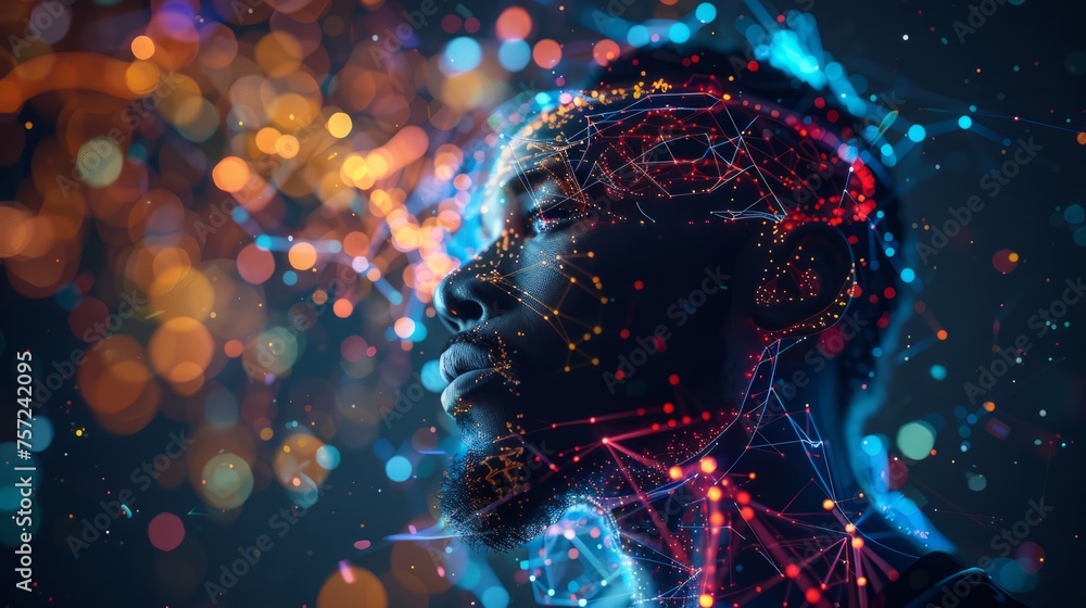 Brain Nervous System concept. Brain and thinking in a human head ...