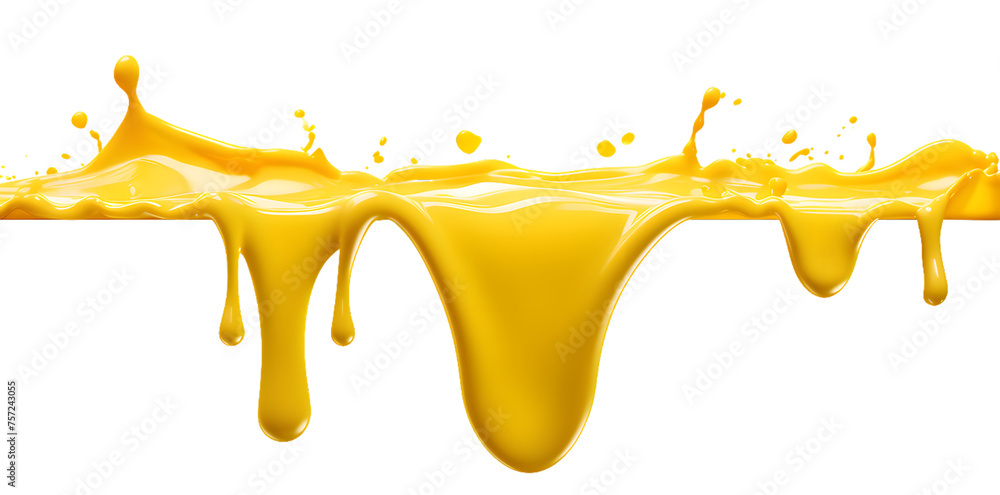 Melted yellow cheese isolated on transparent background. Cheese splash ...