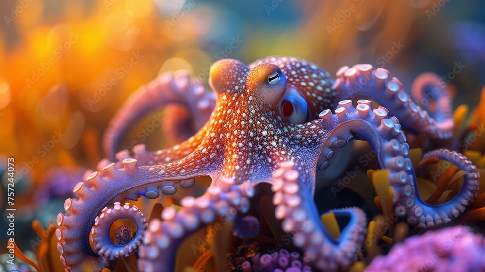 vivid portrayal of Octopus vulgaris, seamless blend with the seabed ...