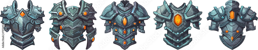 Vetor de Armor elements for game user interface design. Medieval ...
