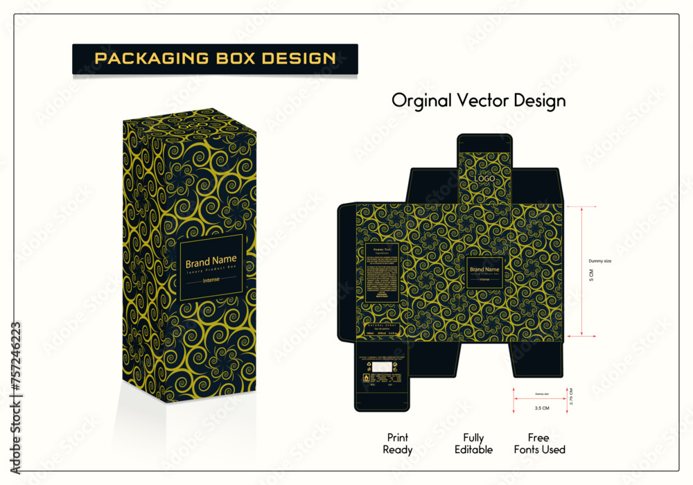 Luxury Packaging box design with Box dies line, 3d Box Mockup, icon ...