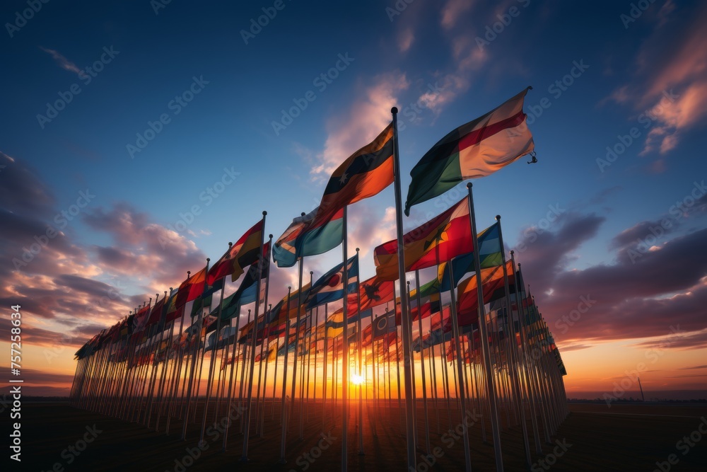 Diverse assortment of world flags available for purchase and commercial ...
