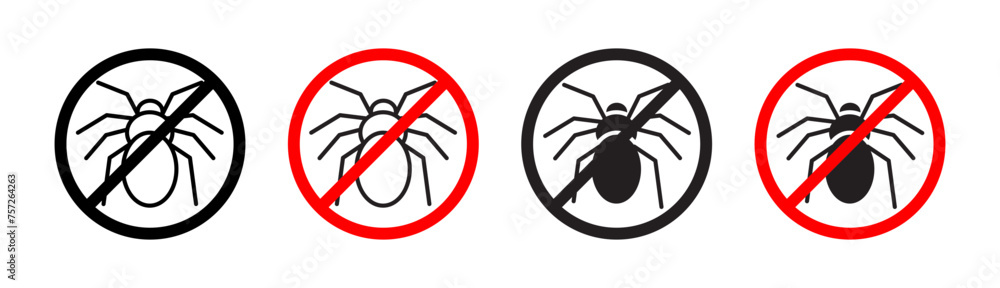 No Parasitic Insects Vector Illustration Set. Forbidden Termite Bug ...