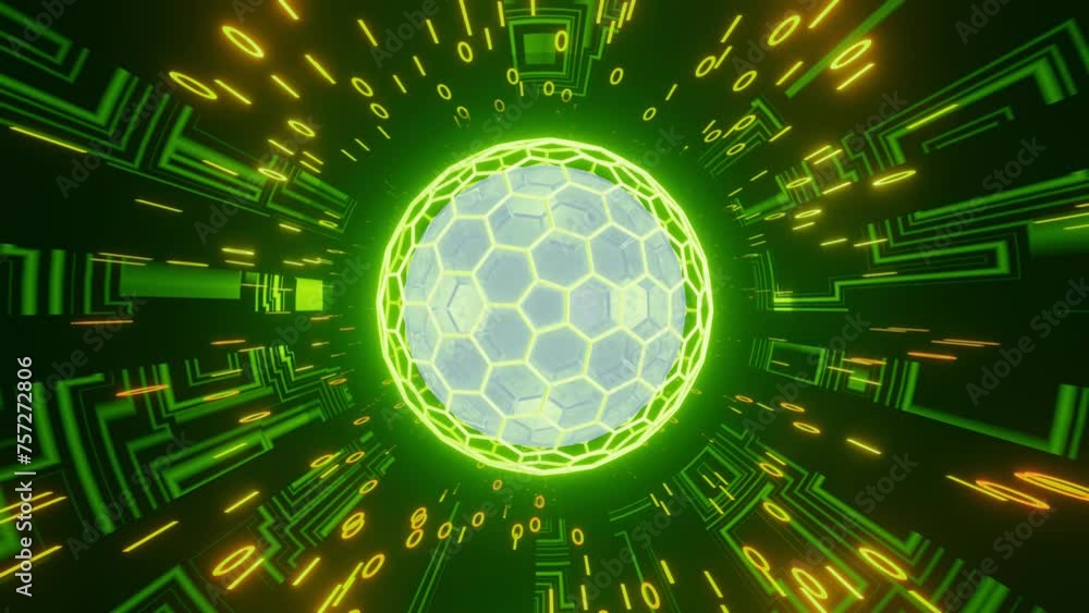 Seamless loop abstract global digital network. Green Network connection structure. Digital ...