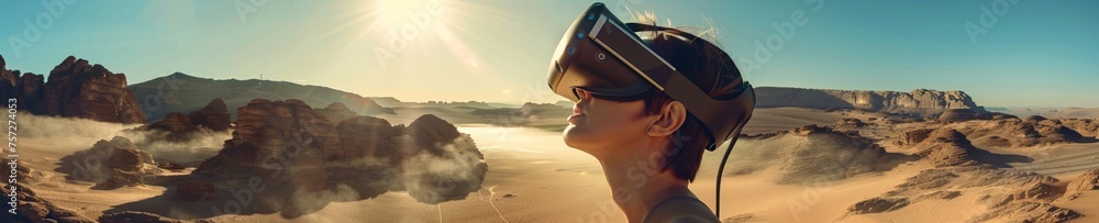 Virtual reality experience of flying over desert landscapes designed ...