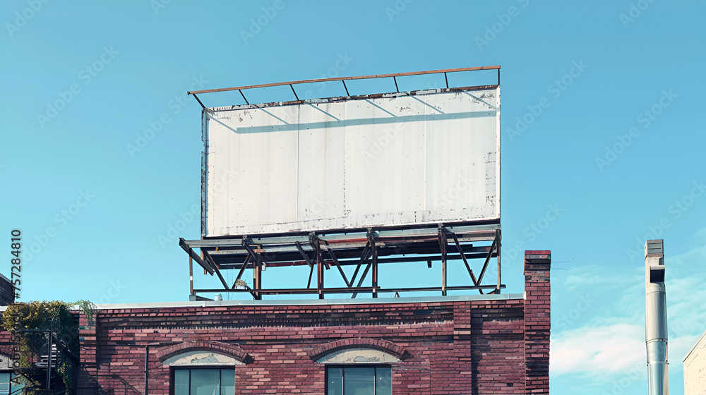 Large Billboard on Roof Top of Brick Building, Urban Advertising ...