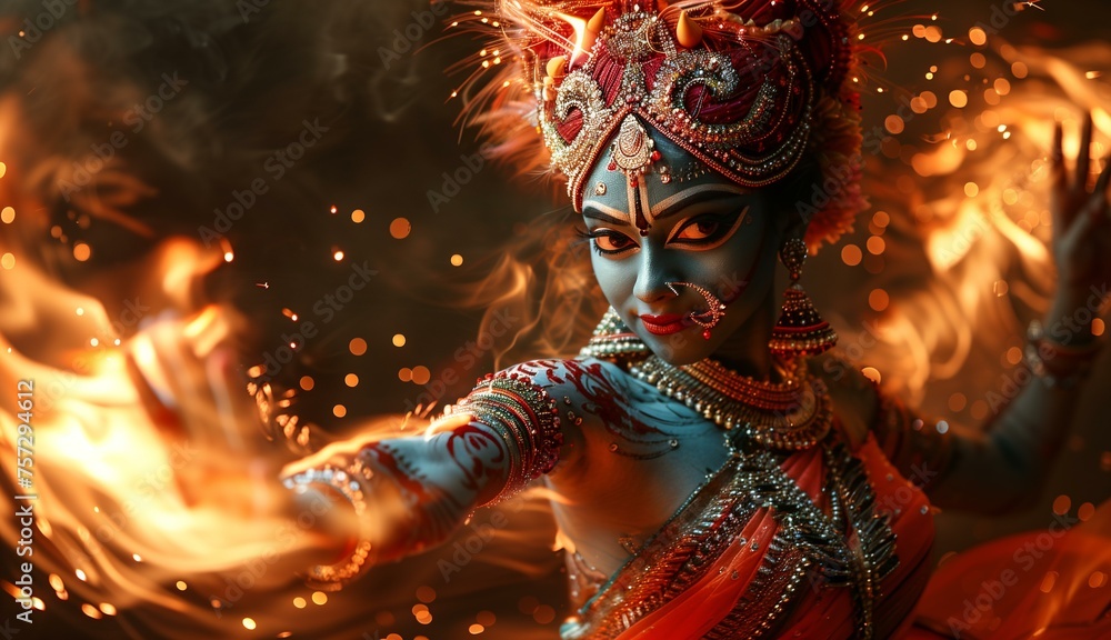 goddess Kali Ma performing the dance of creation, preservation and ...